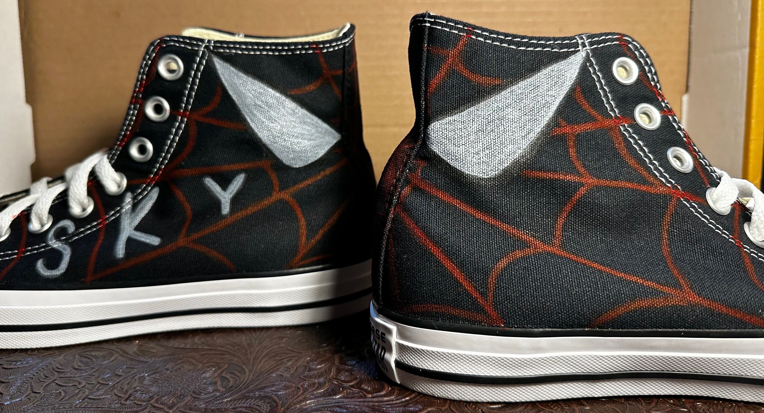 Custom Painted Spider-man Hi-top Converse - Etsy