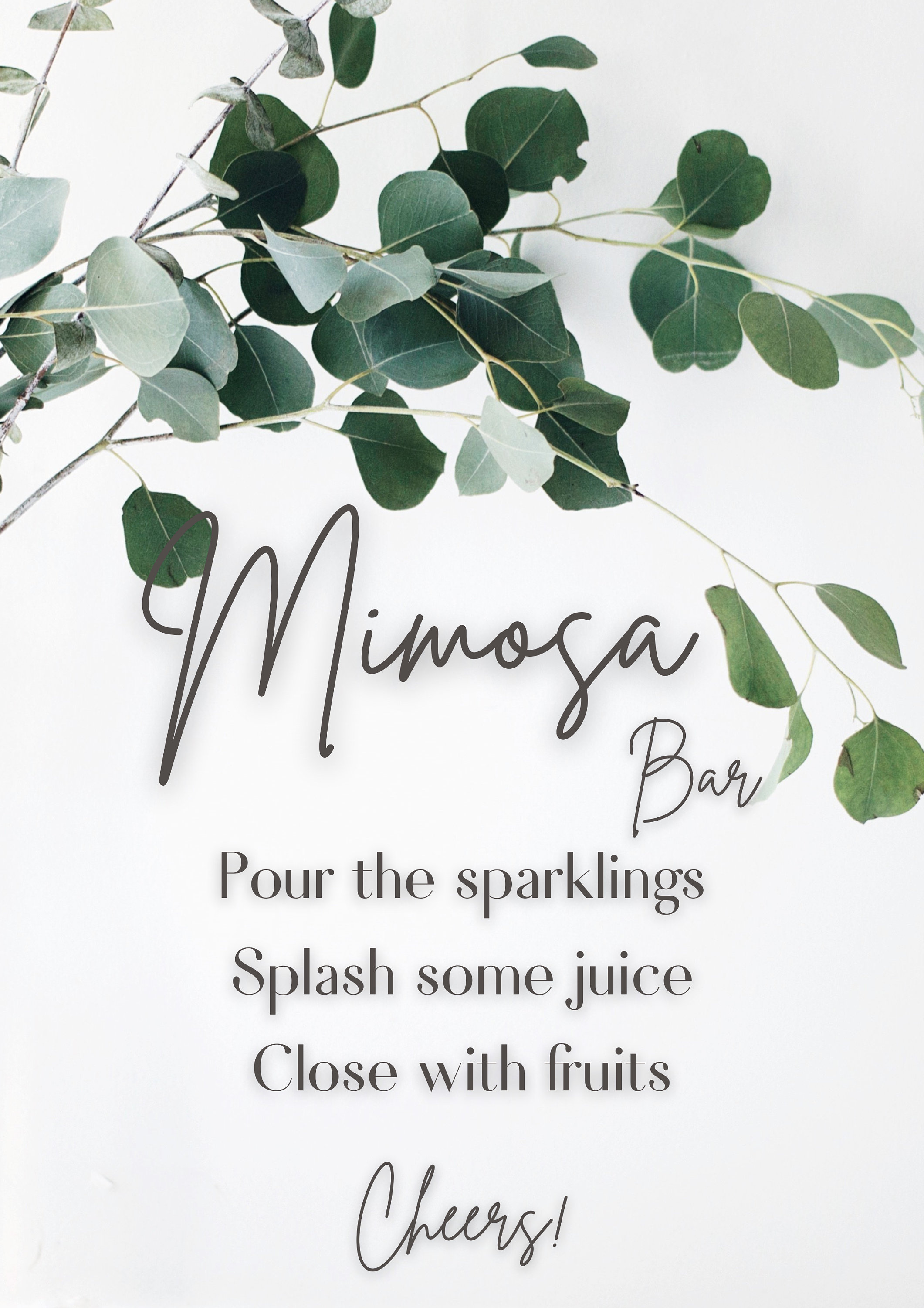 Mimosa Bar Sign for Parties., Minimalist Mimosa Sign Printable With ...