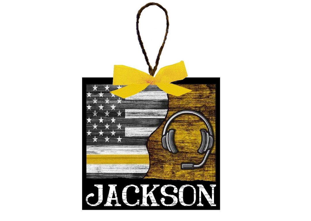 Personalized 911 Dispatcher Christmas Tree Ornament | Yellow or White ...