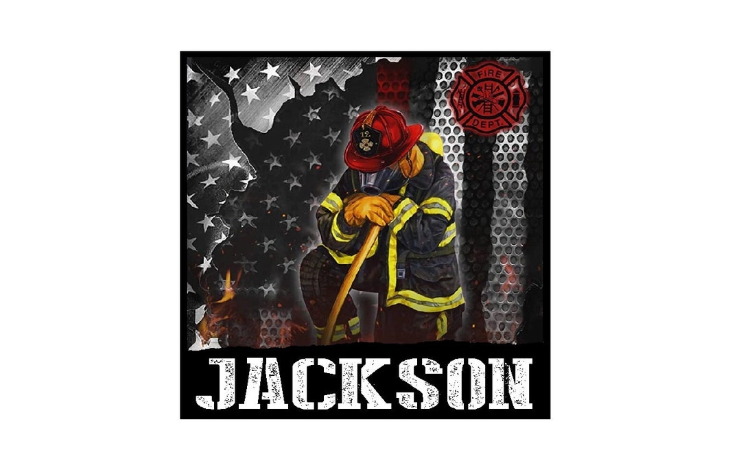 Personalized Gift Firefighter Magnet With Name Red Line Flag Praying ...