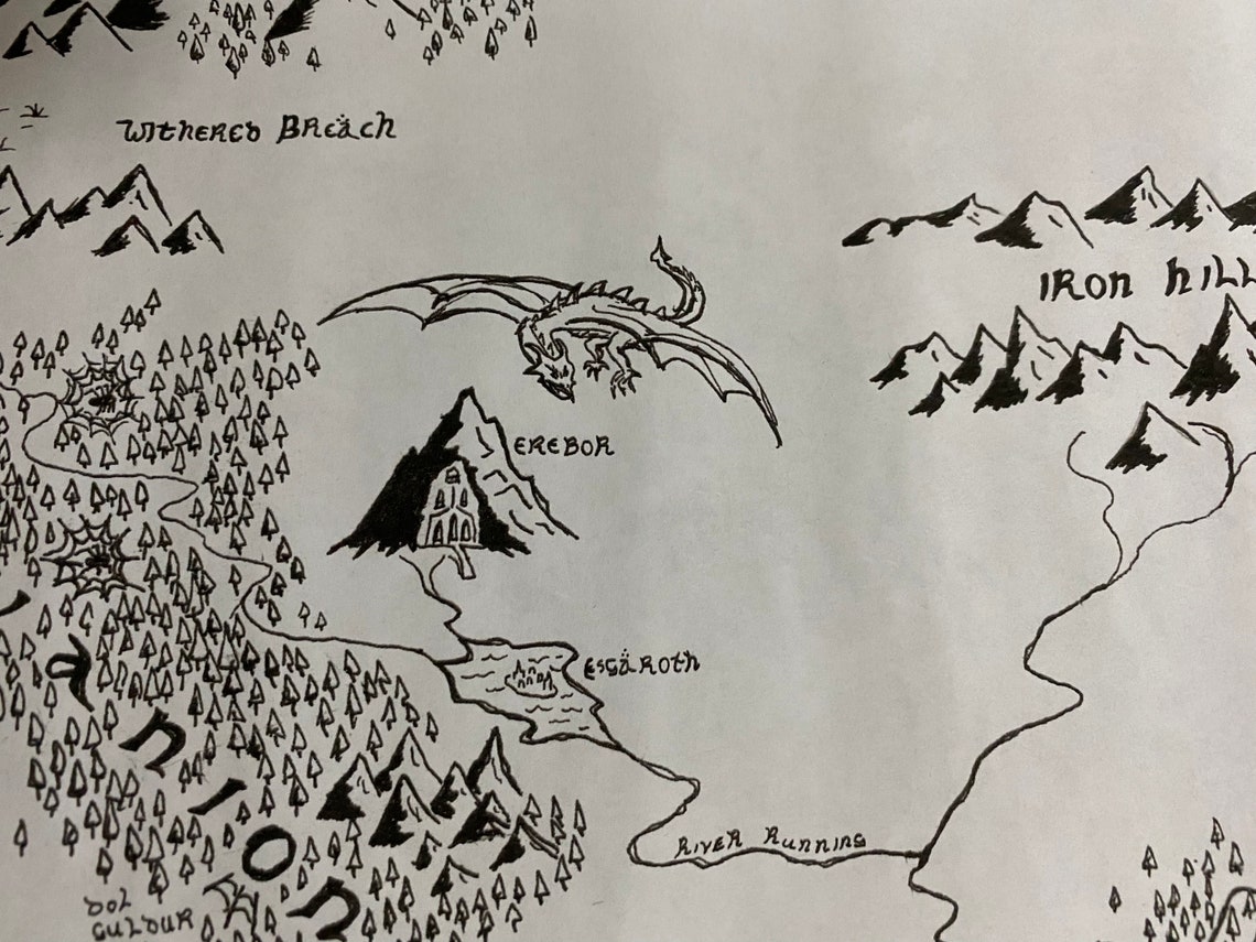 Hand Drawn Map of Middle Earth - Etsy