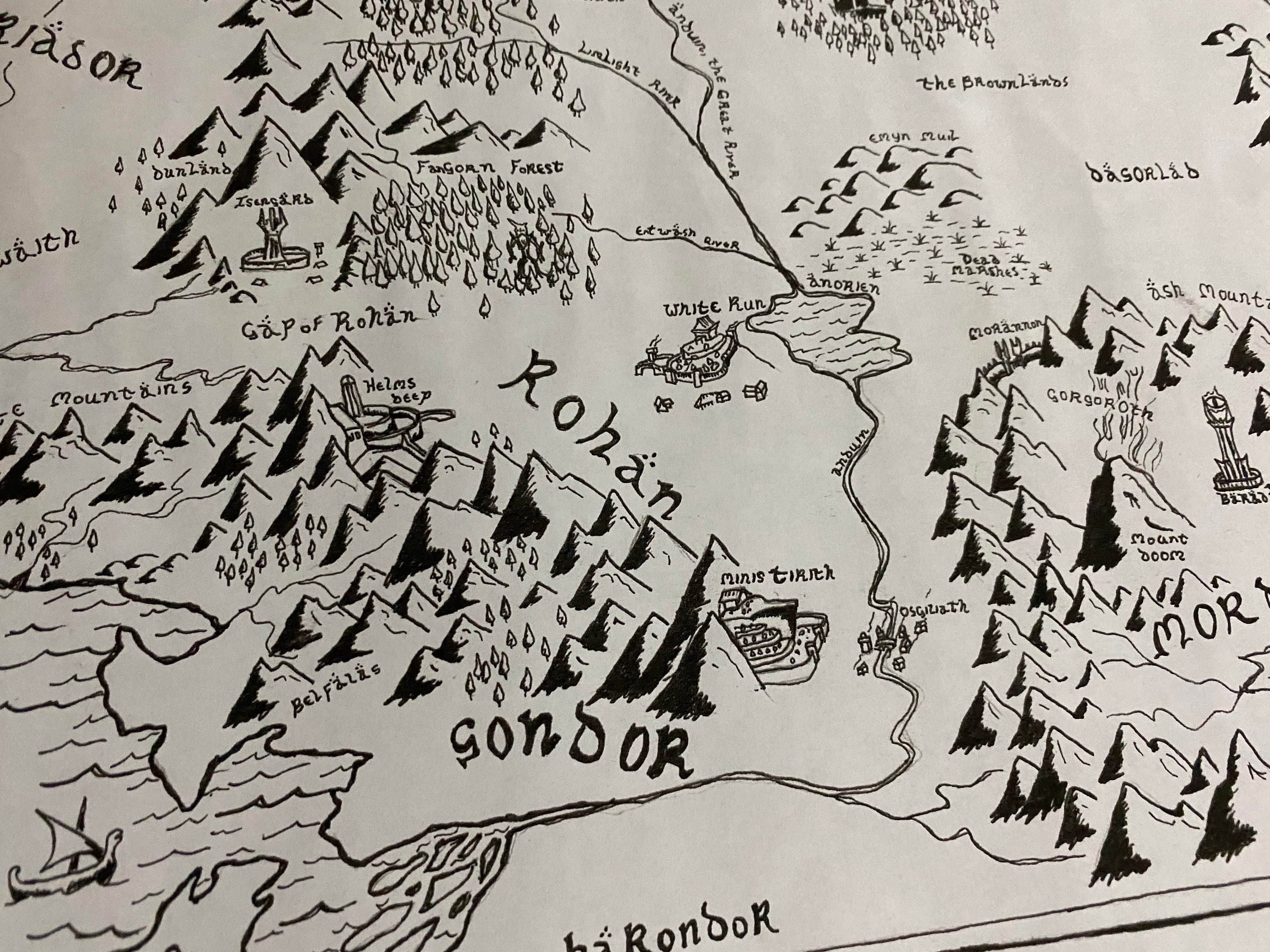 Hand Drawn Map of Middle Earth - Etsy