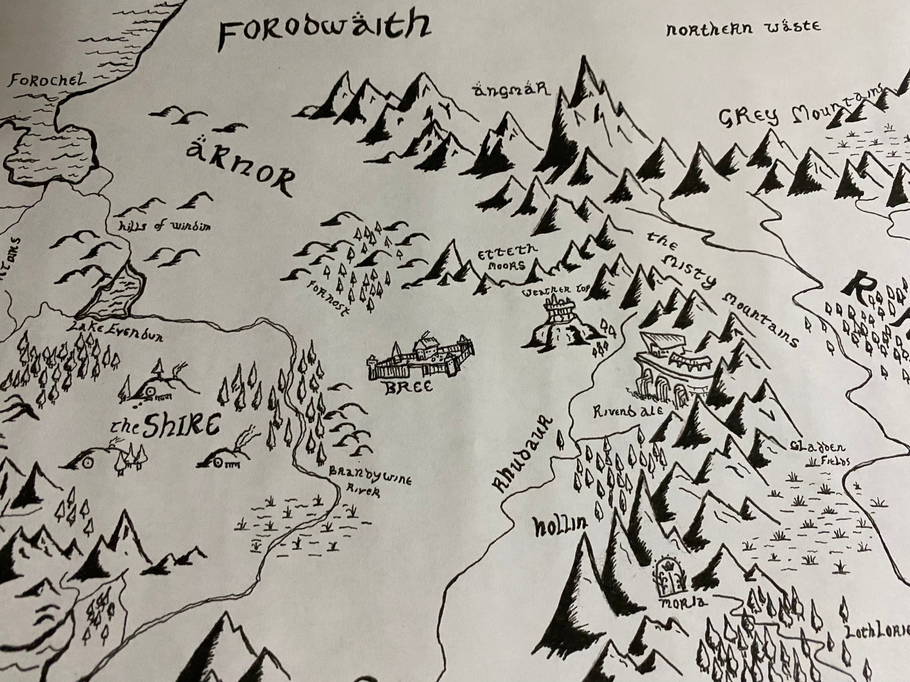 Hand Drawn Map of Middle Earth - Etsy