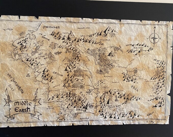 Hand drawn map of middle earth