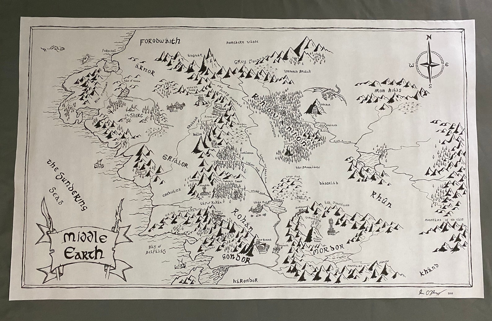 Hand Drawn Map of Middle Earth - Etsy
