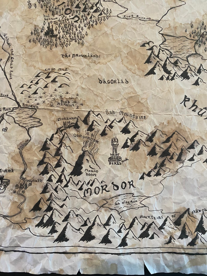 Map of Middle Earth, Hand Drawn and Aged. - Etsy