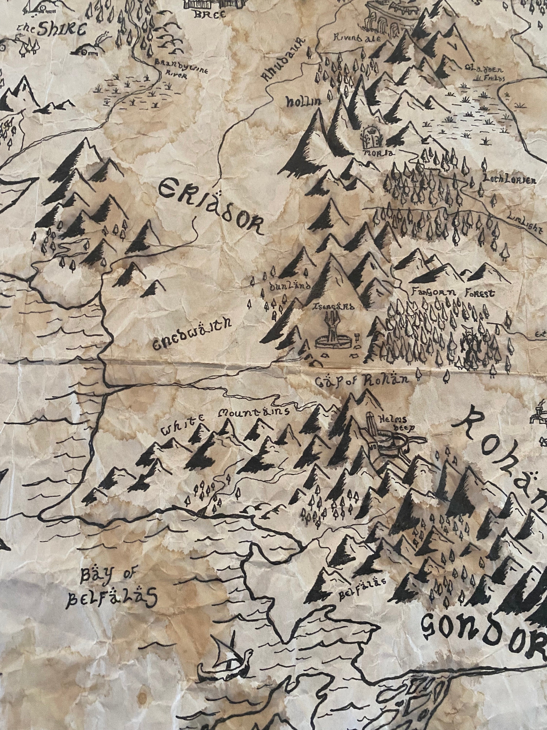 Map of Middle Earth, Hand Drawn and Aged. - Etsy