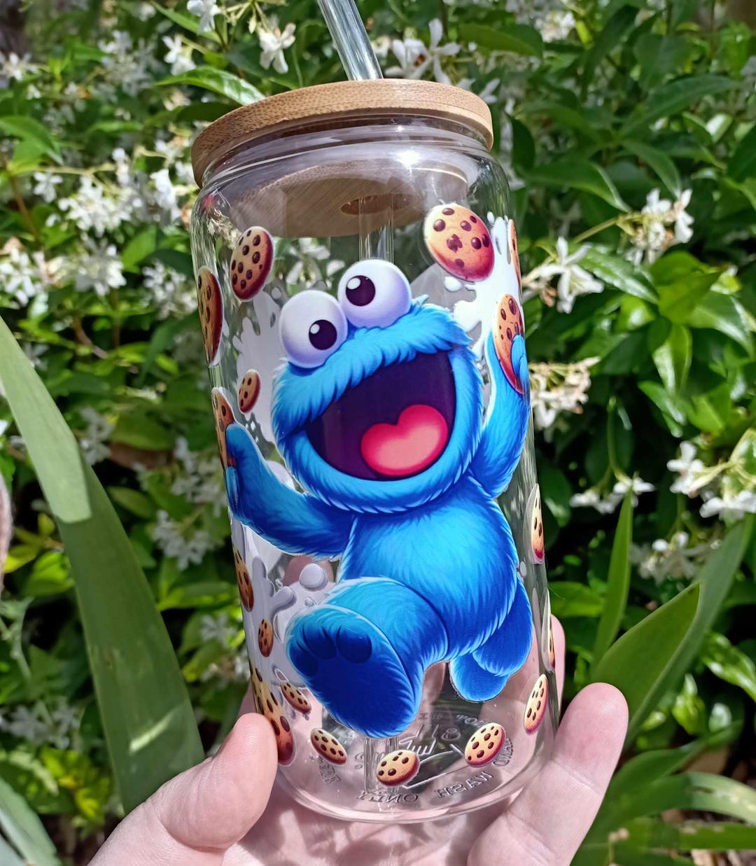 Monster 16 Oz Glass Cup With Lid and Straw, Iced Coffee Cup, Iced Tea ...