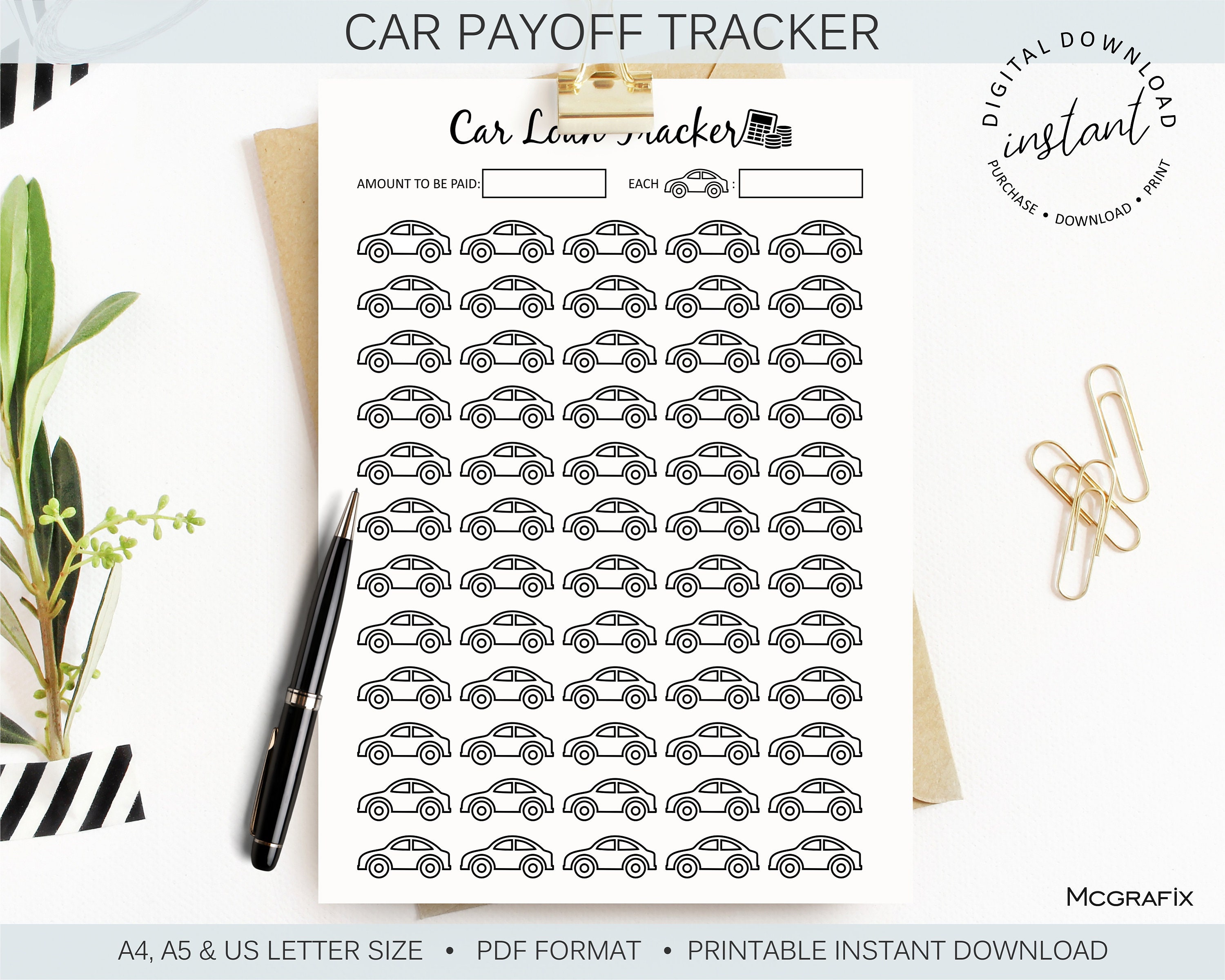 Car Payoff Tracker Printable Car Loan Tracker Car Loan Payments Debt ...