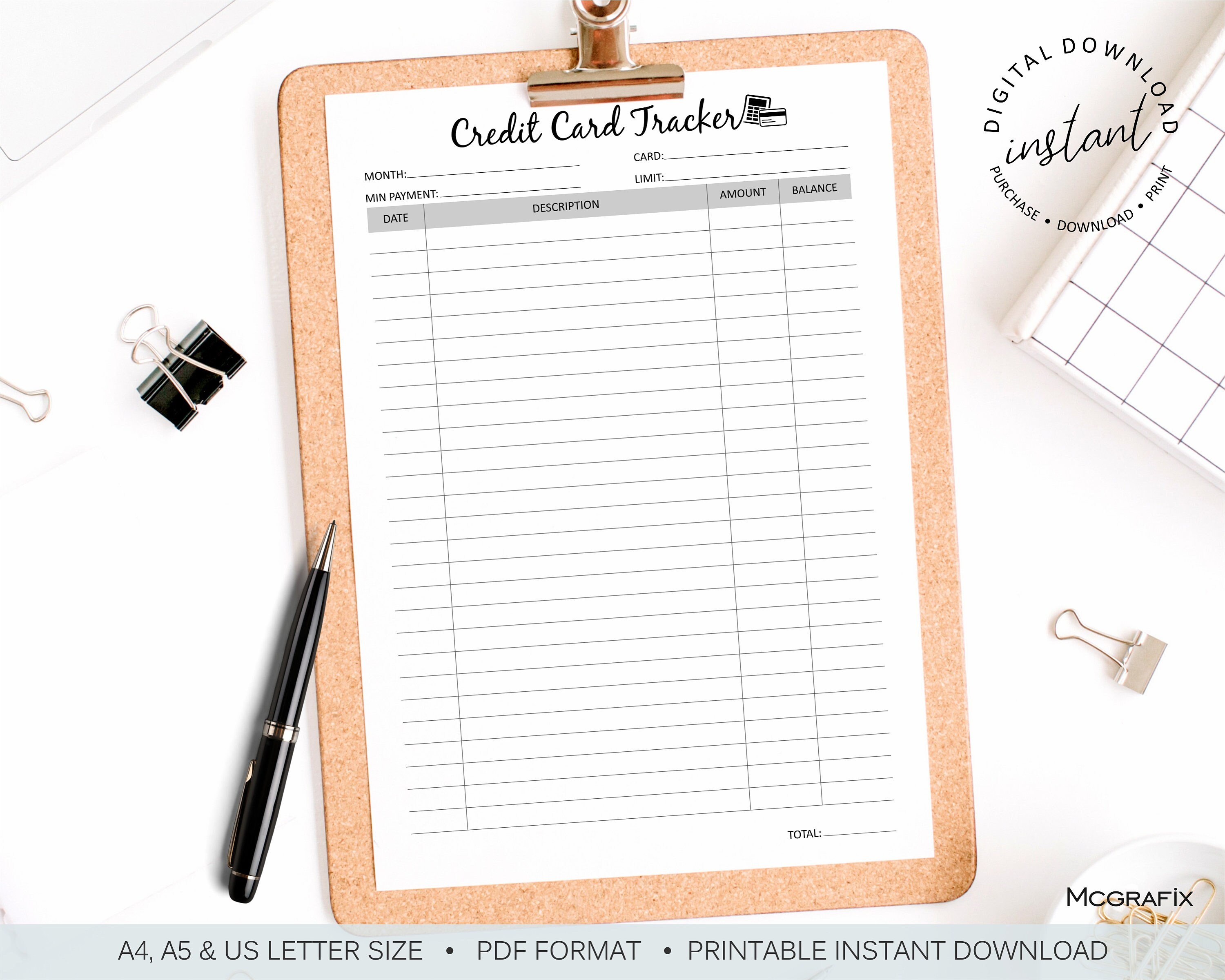 Credit Card Tracker Printable | Credit Card Payoff Tracker | Debt ...