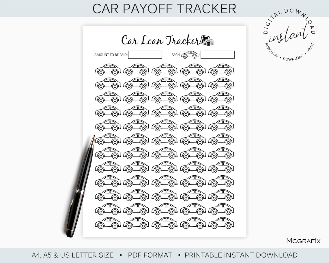 Car Payoff Tracker Printable Car Loan Tracker Car Loan Payments Debt ...