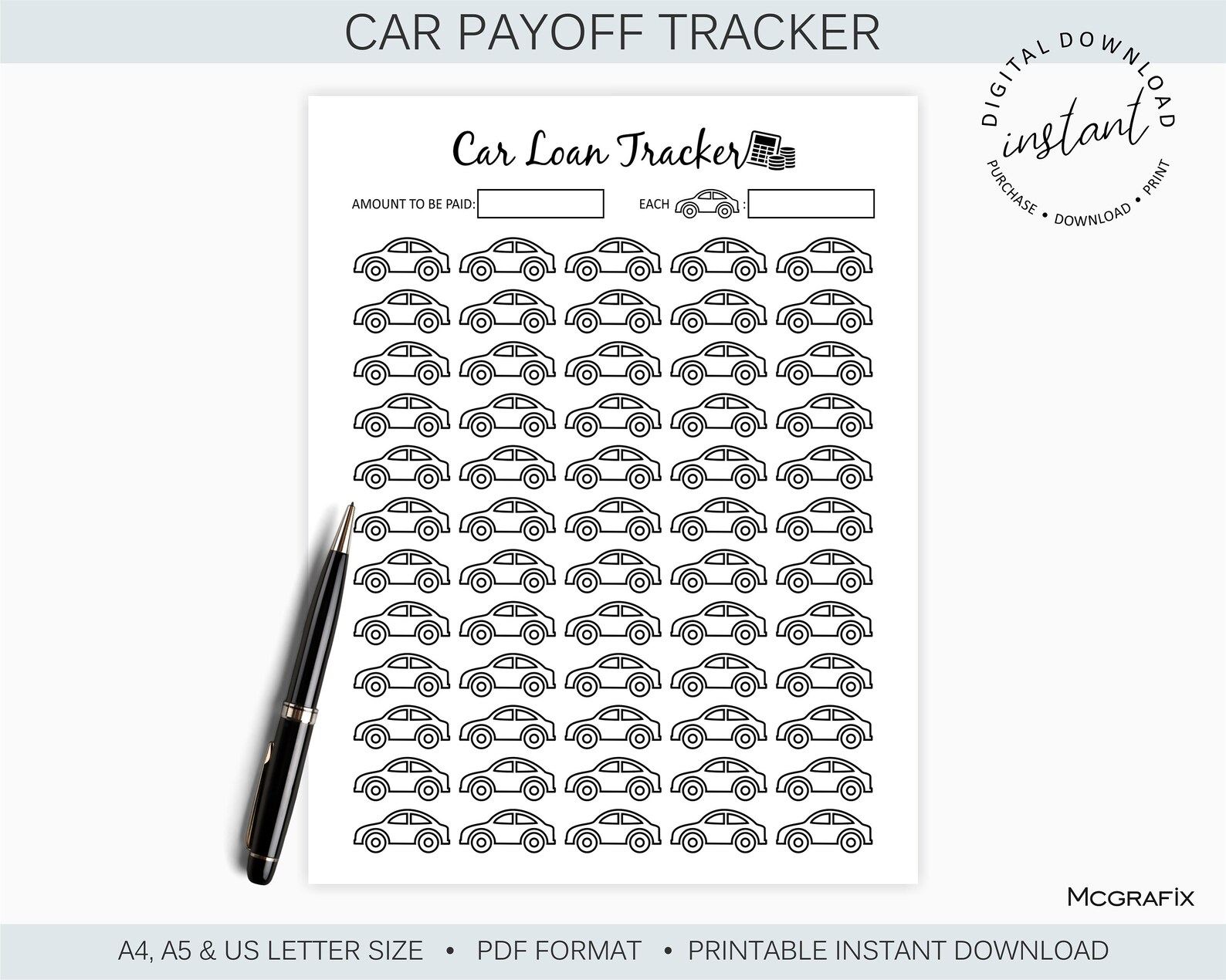 Car Payoff Tracker Printable Car Loan Tracker Car Loan Payments Debt ...