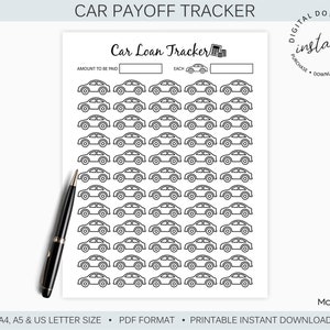Car Payoff Tracker Printable Car Loan Tracker Car Loan | Etsy