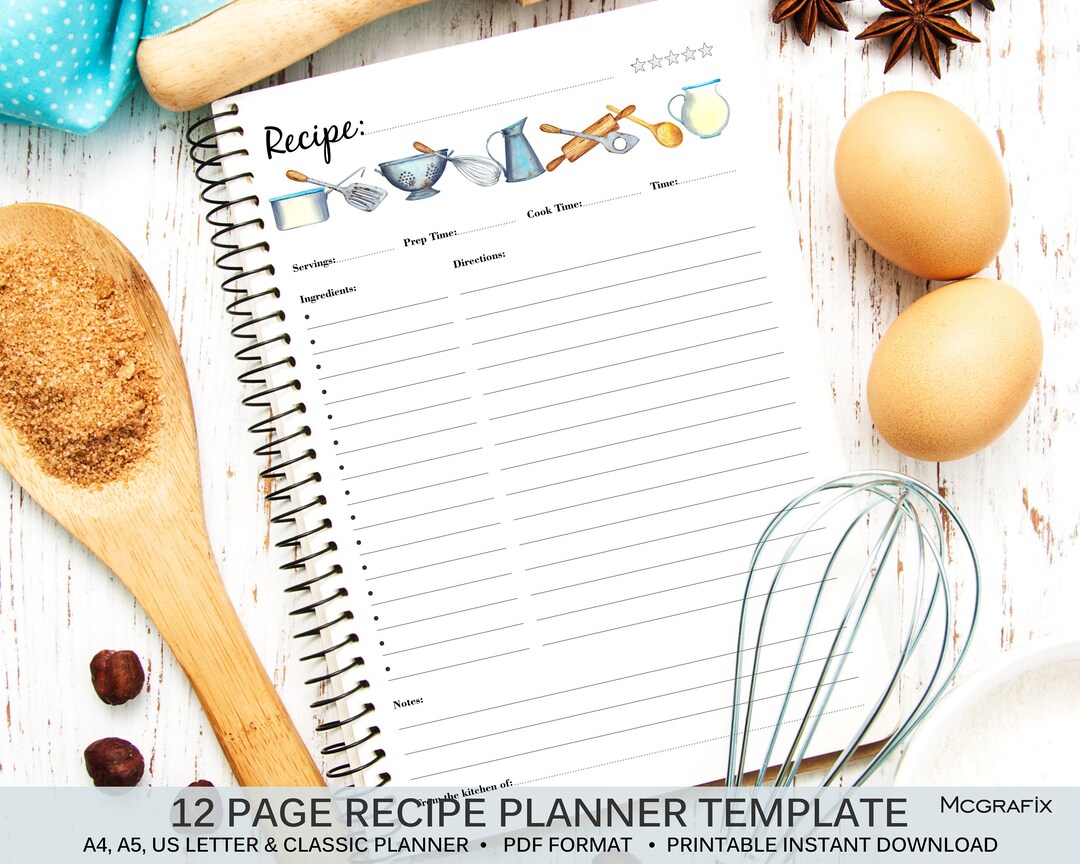 Recipe Page Template Printable | Recipe Book Template | Recipe Planner ...