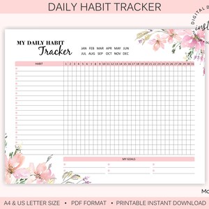 Flower Habit Tracker Printable Daily Habit Tracker Printable Habit ...
