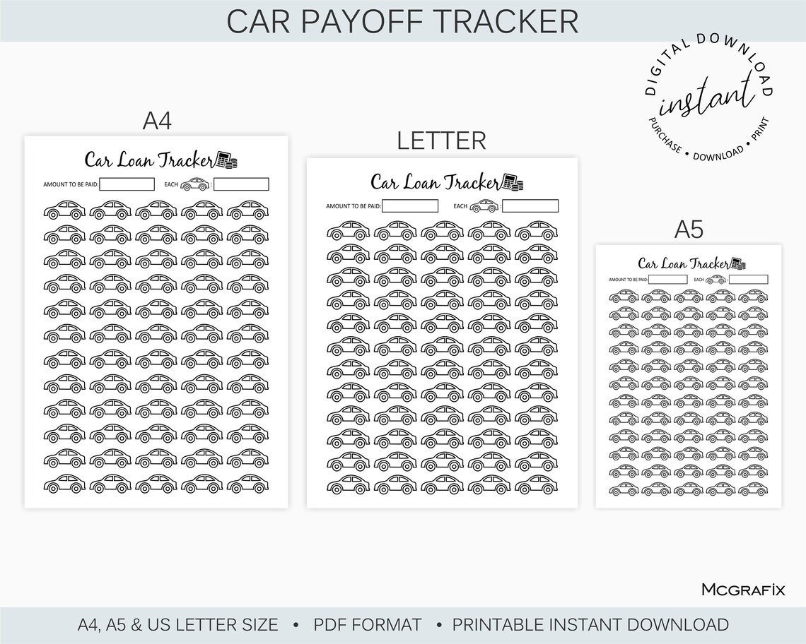 Car Payoff Tracker Printable Car Loan Tracker Car Loan Payments Debt ...
