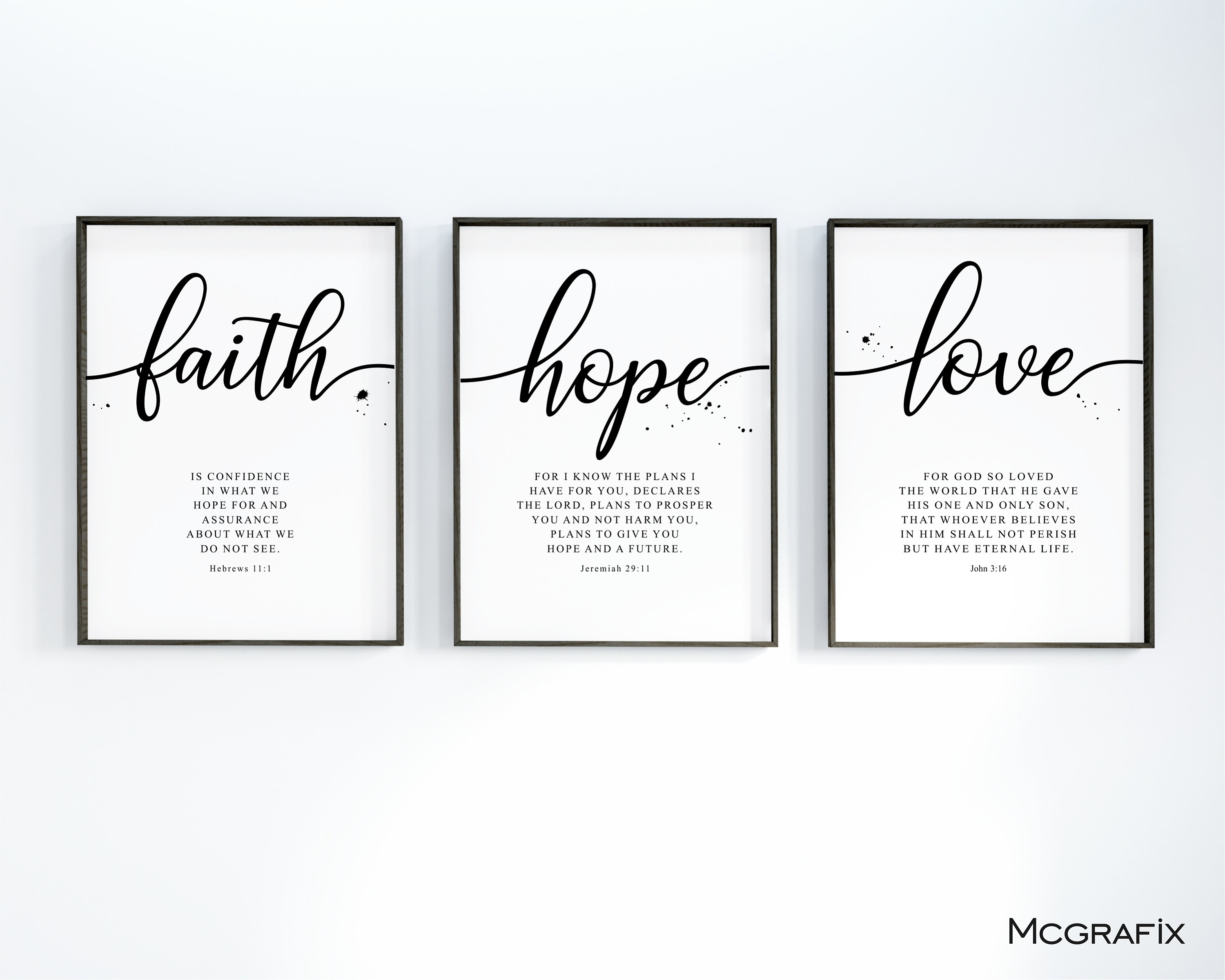 Faith Hope Love Prints Bible Verse Wall Art Christian Art | Etsy