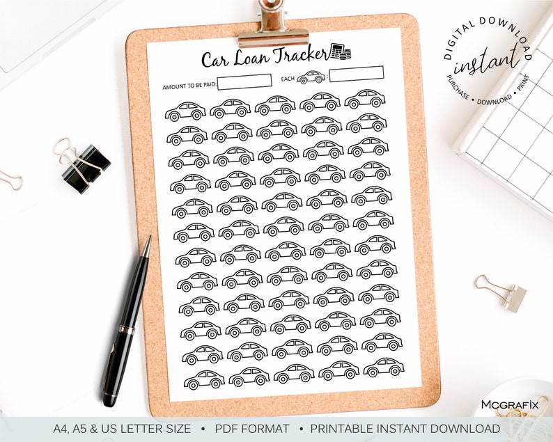 Car Payoff Tracker Printable Car Loan Tracker Car Loan Payments Debt ...