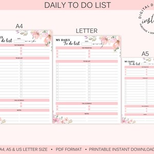 Flower Daily to Do List Printable Daily to Do List Printable to Do List ...