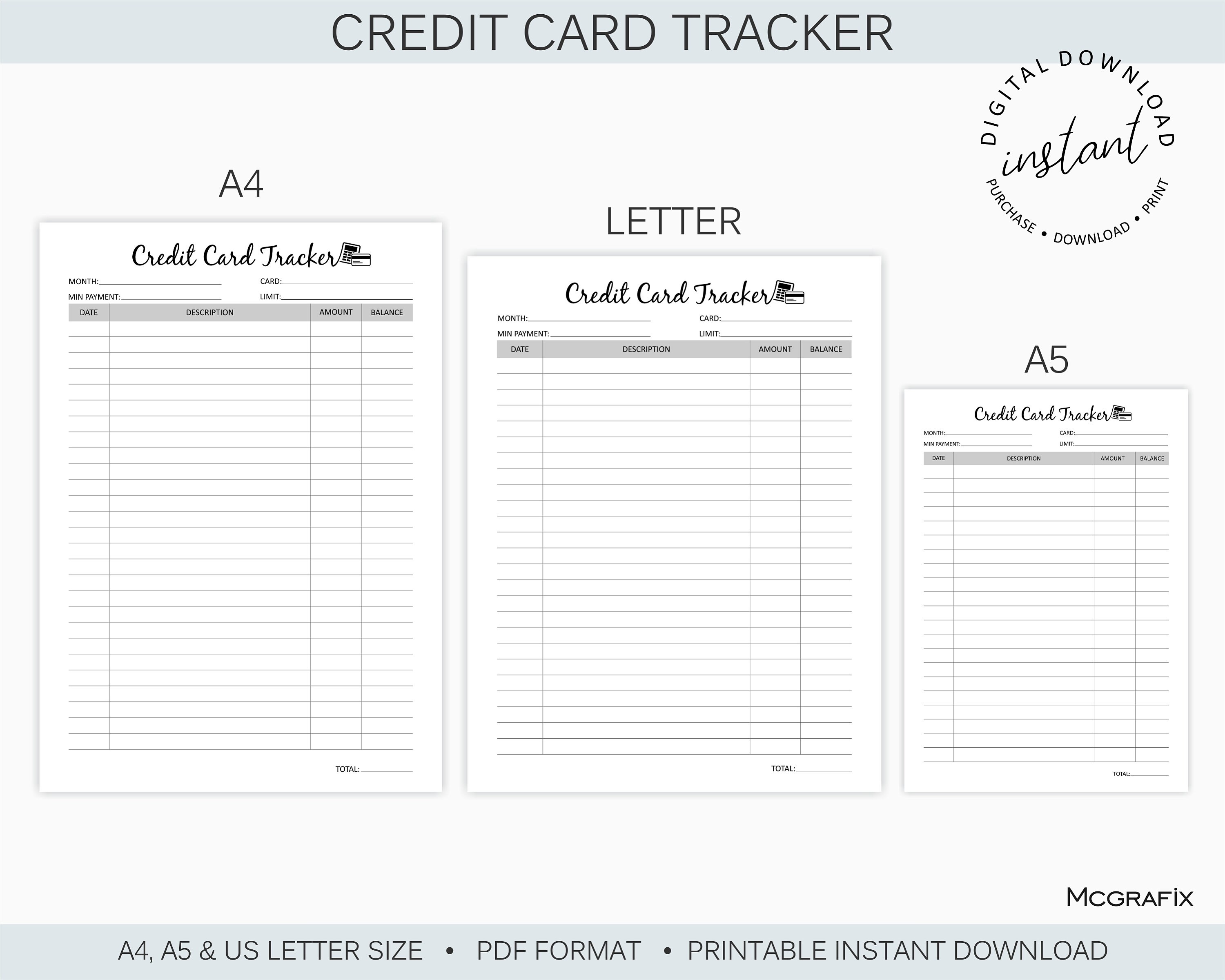 Credit Card Tracker Printable | Credit Card Payoff Tracker | Debt ...