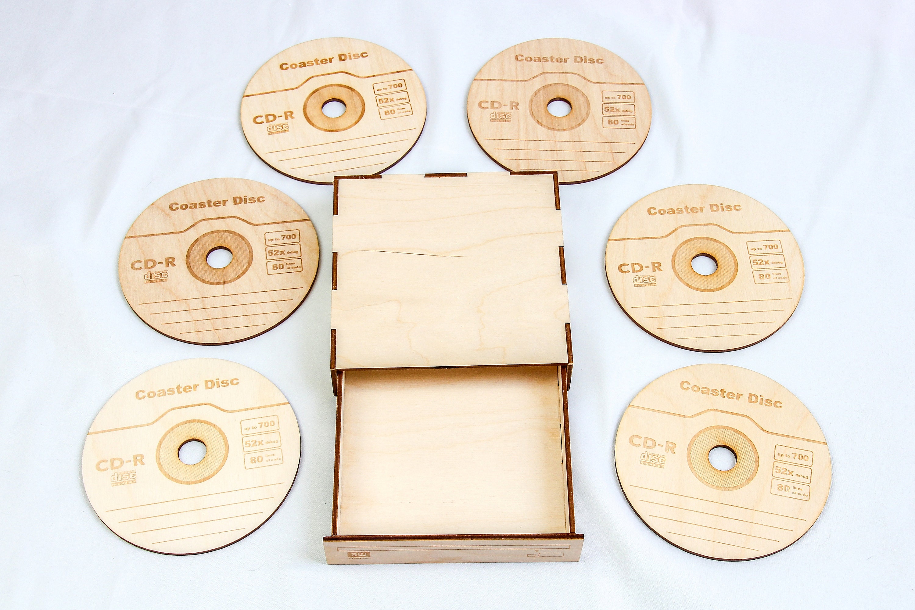 Set of 6 Wooden CD Coasters With Stylish Box for Geeks Gamers - Etsy