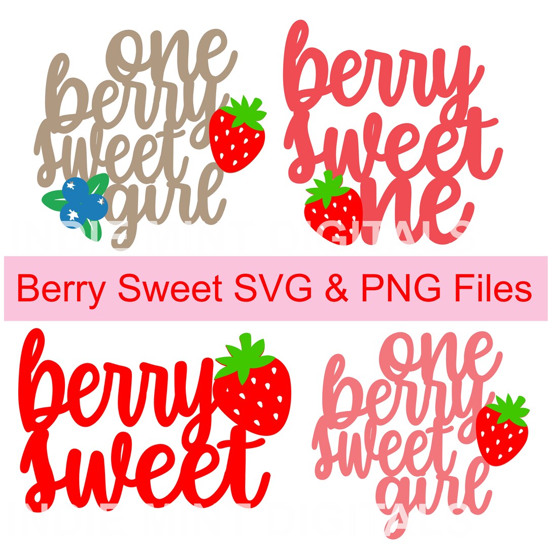 SVG Berry Sweet One 1st Birthday Cake Topper Birthday Party Decor ...