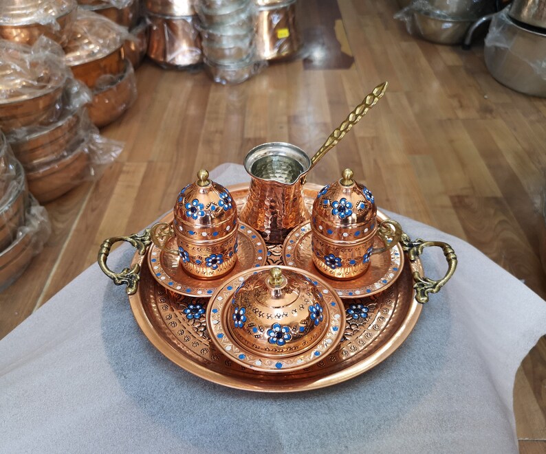 Copper Turkish Coffee Set Espresso Set Turkish Tea Set | Etsy