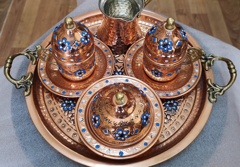 Copper Turkish Coffee Set Espresso Set Turkish Tea Set | Etsy