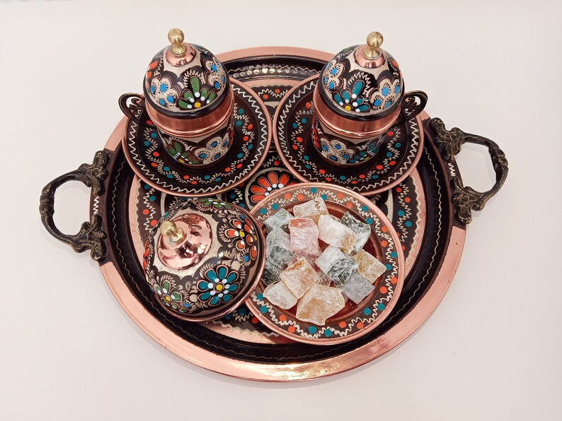 Copper Turkish Coffee Set Espresso Set Turkish Tea Set | Etsy