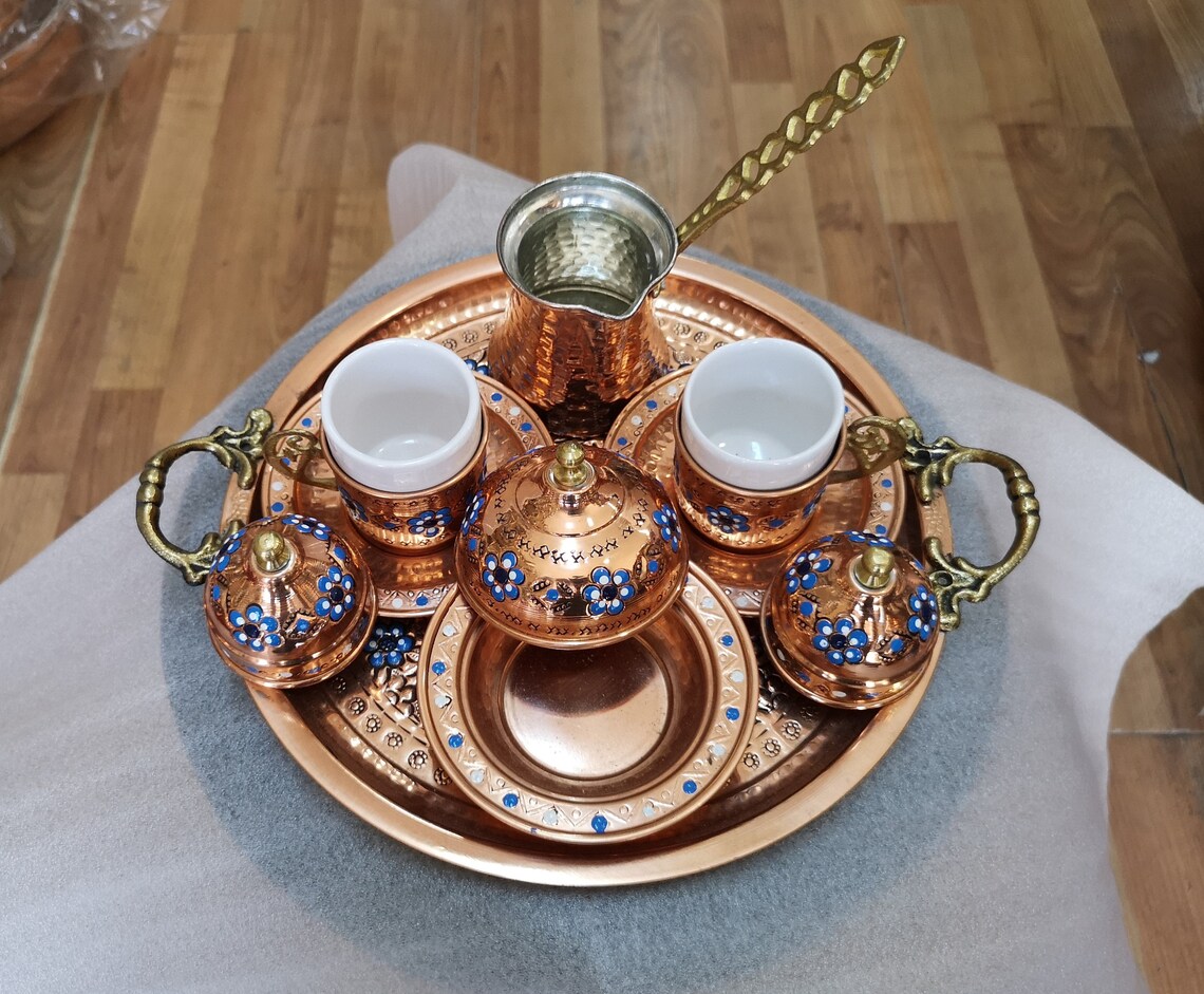 Copper Turkish Coffee Set Espresso Set Turkish Tea Set | Etsy