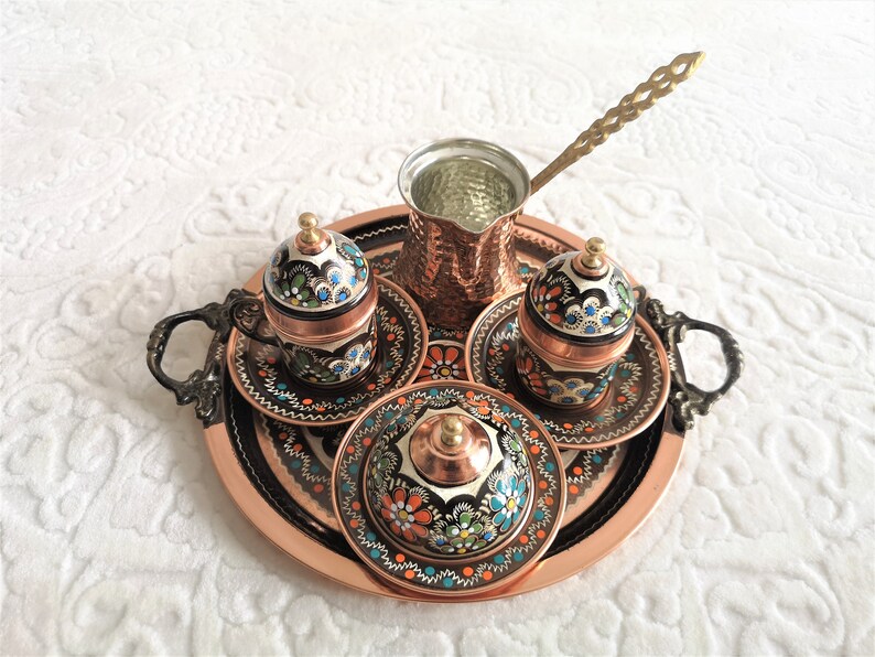 Copper Turkish Coffee Set Espresso Set Turkish Tea Set | Etsy