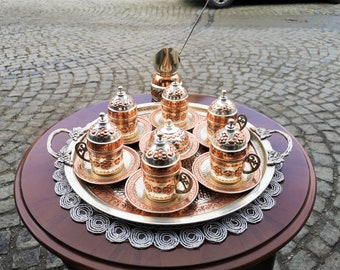 Copper Turkish Coffee Set Espresso Set Turkish Tea Set | Etsy