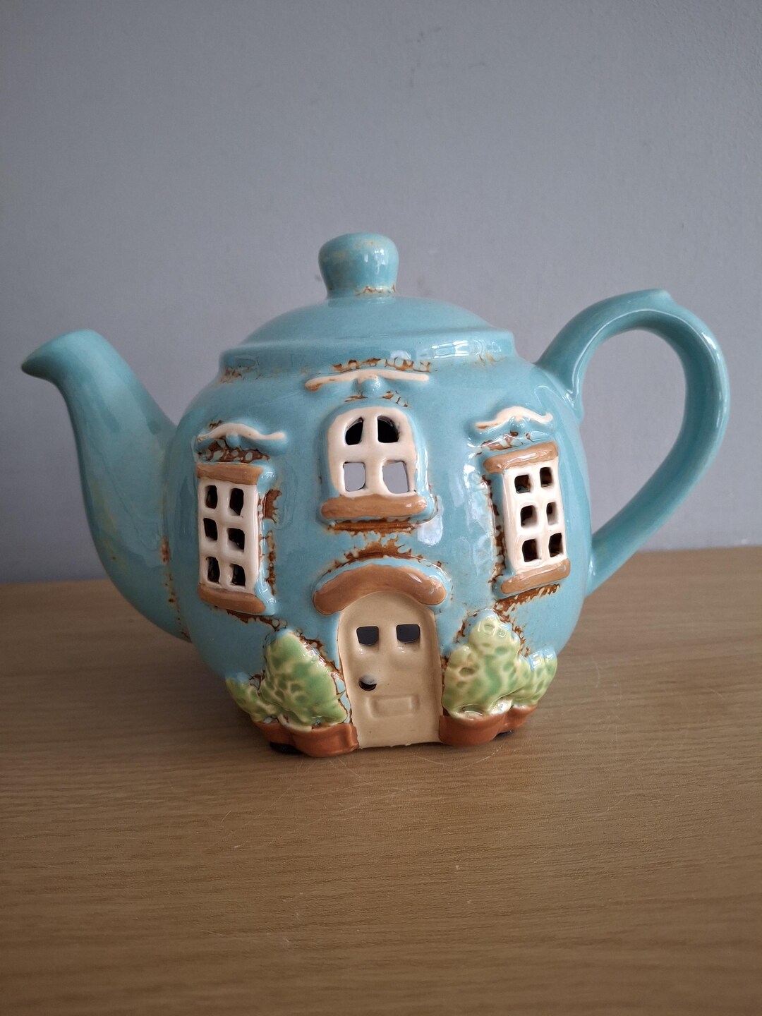Turquoise Tea Pot House Tea Light Holder Ceramic Gift by Quay Traders ...