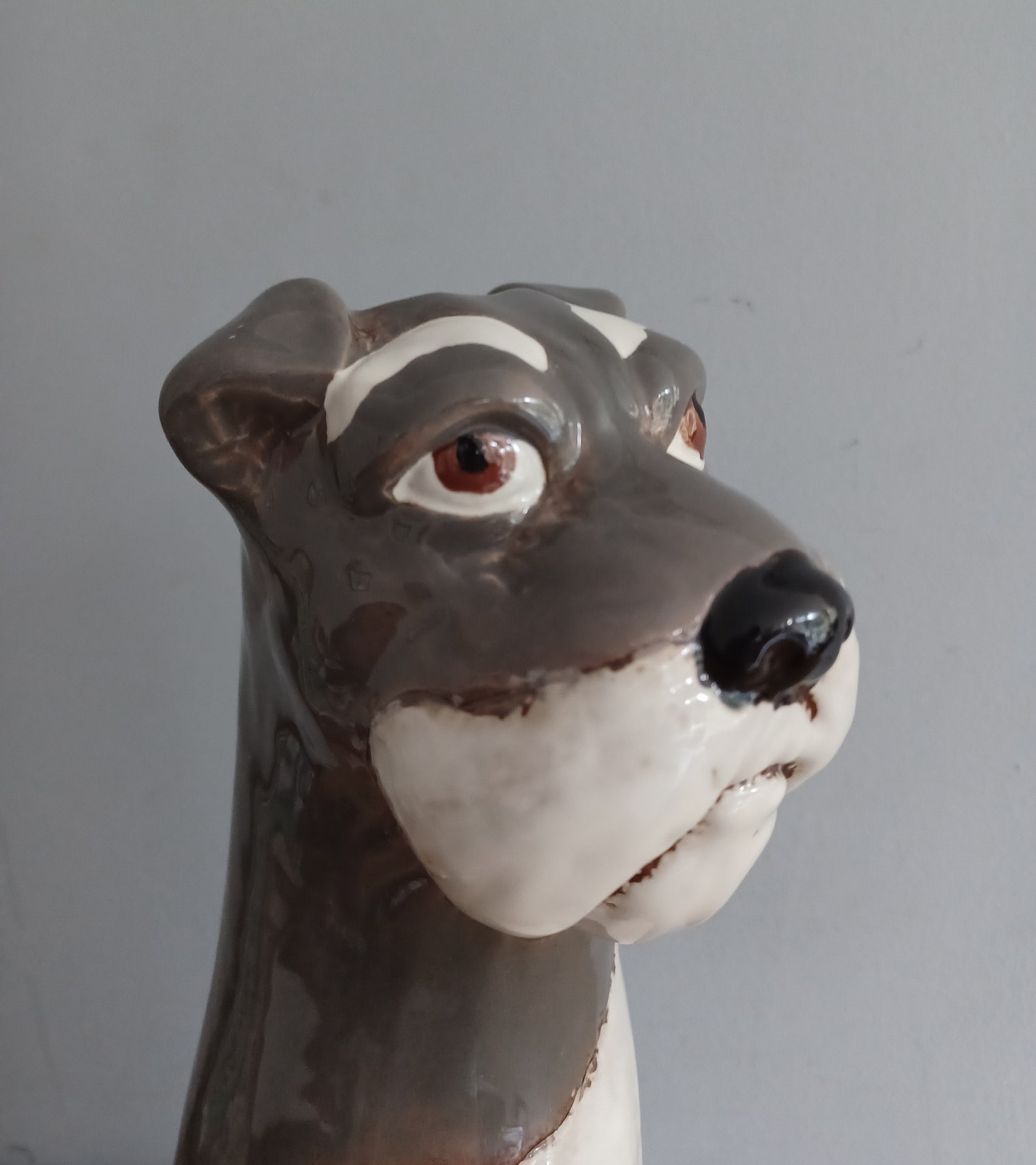 Dog Vase Ceramic Grey SCHNAUZER Dog Vase by Village Pottery Top Dog ...