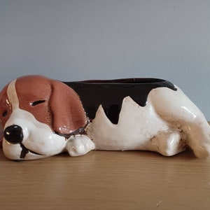 Ceramic Beagle Dog Planter Plant Pot Gift Ornament MEDIUM 25cm X 11.5cm ...