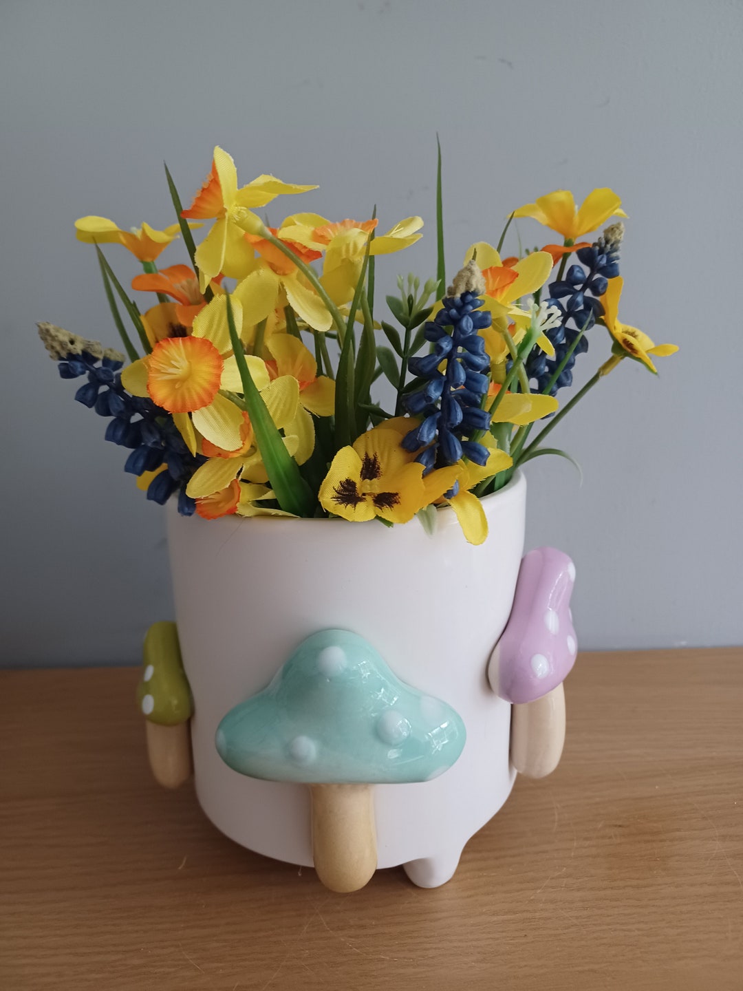 Ceramic MUSHROOM Planter Plant Pot Gift Ornament Small 10.7cm X 13cm ...