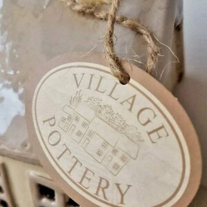 Ceramic Cream Village Pottery Traditional House Tea Light Holder With ...