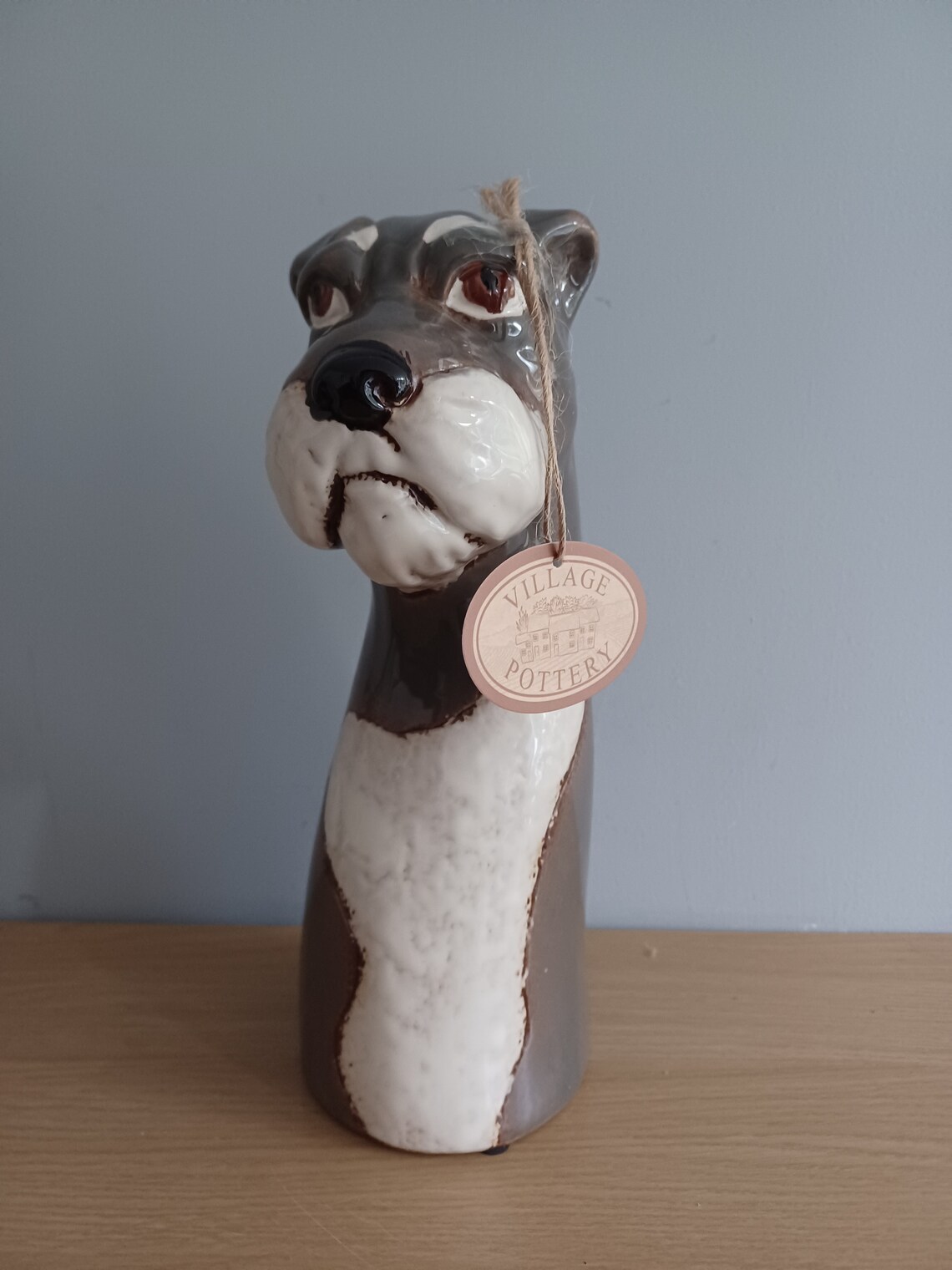 Dog Vase Ceramic Grey SCHNAUZER Dog Vase by Village Pottery Top Dog ...