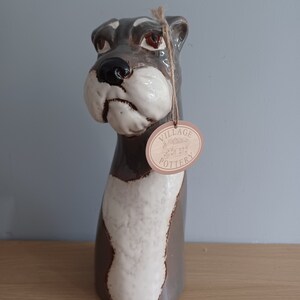 Dog Vase Ceramic Grey SCHNAUZER Dog Vase by Village Pottery Top Dog ...