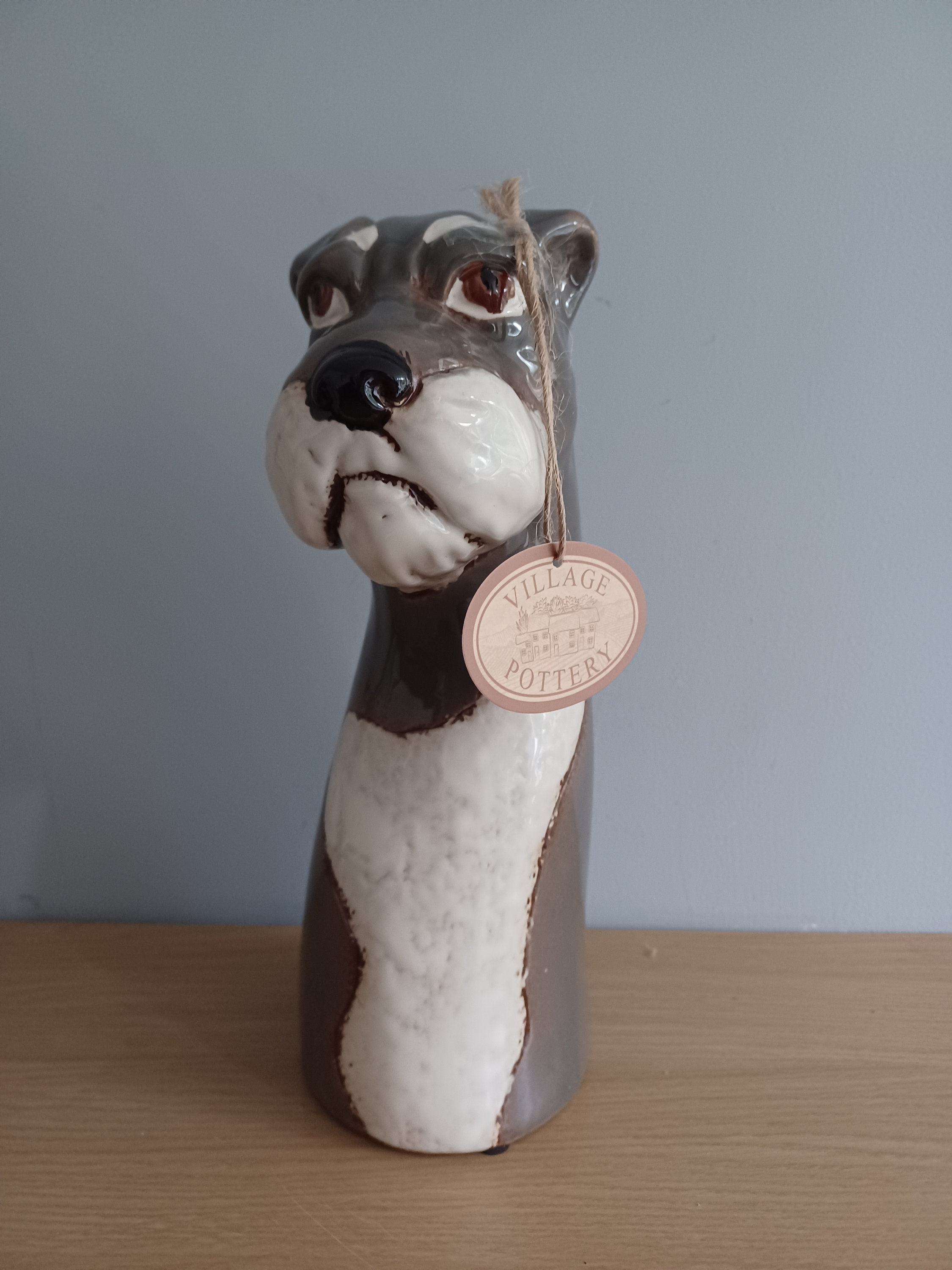 Dog Vase Ceramic Grey SCHNAUZER Dog Vase by Village Pottery Top Dog ...