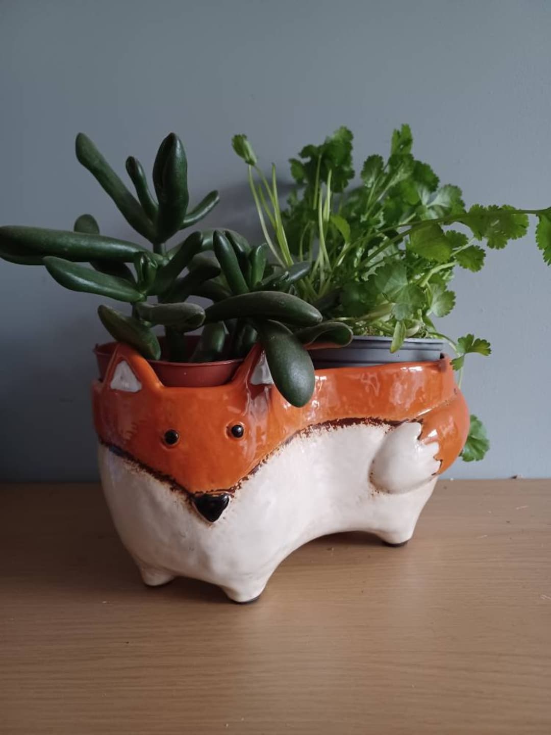 Ceramic FOX Planter Plant Pot Gift Ornament MEDIUM 21cm X 13cm Free UK ...