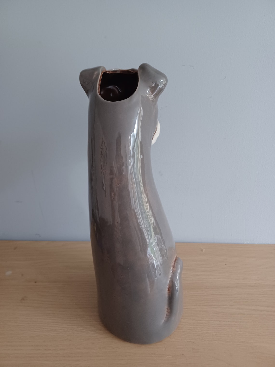 Dog Vase Ceramic Grey SCHNAUZER Dog Vase by Village Pottery Top Dog ...