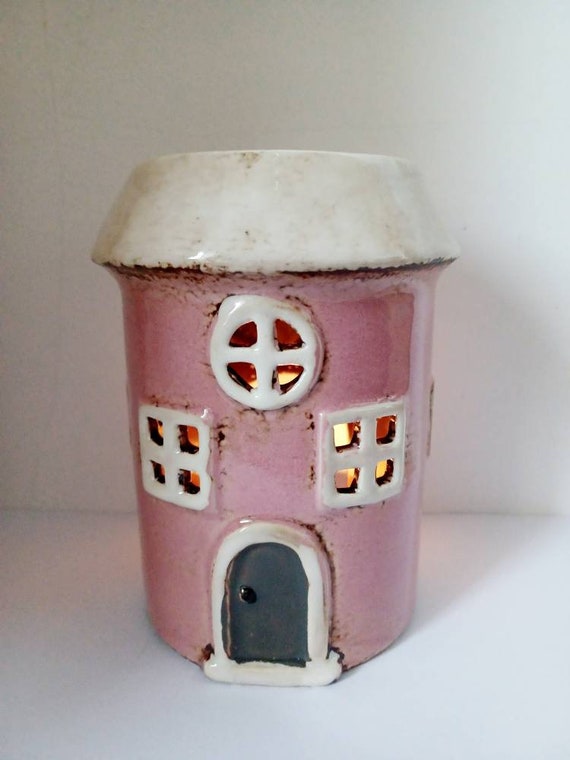 Village Pottery Pink Ceramic Round House With Windows Wax Melt - Etsy