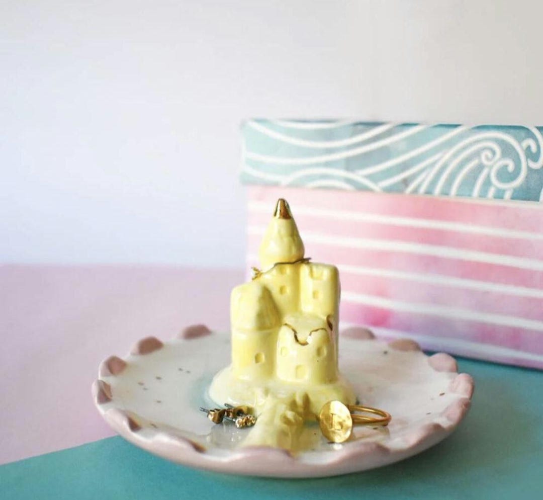 Round Trinket Dish Sand Castle Design 12cm New Free UK Postage - Etsy