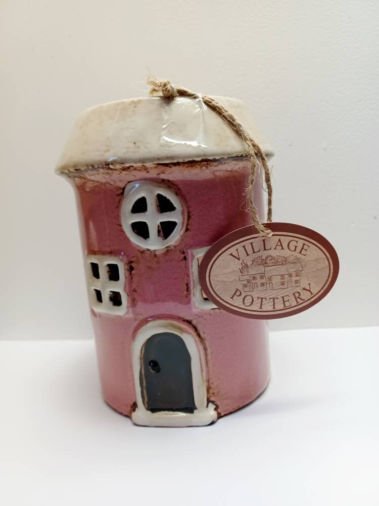 Village Pottery Pink Ceramic Round House With Windows Wax Melt - Etsy