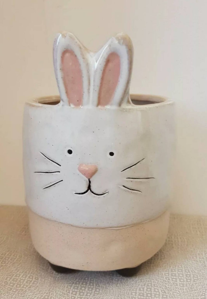 EASTER Bunny Ceramic Planter Rabbit Plant Pot by Pot Pals Gift - Etsy