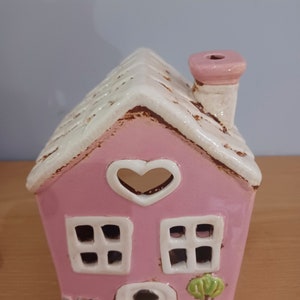 Ceramic Pink Heart GARDEN HOUSE Tea Light Holder With Chimney by ...