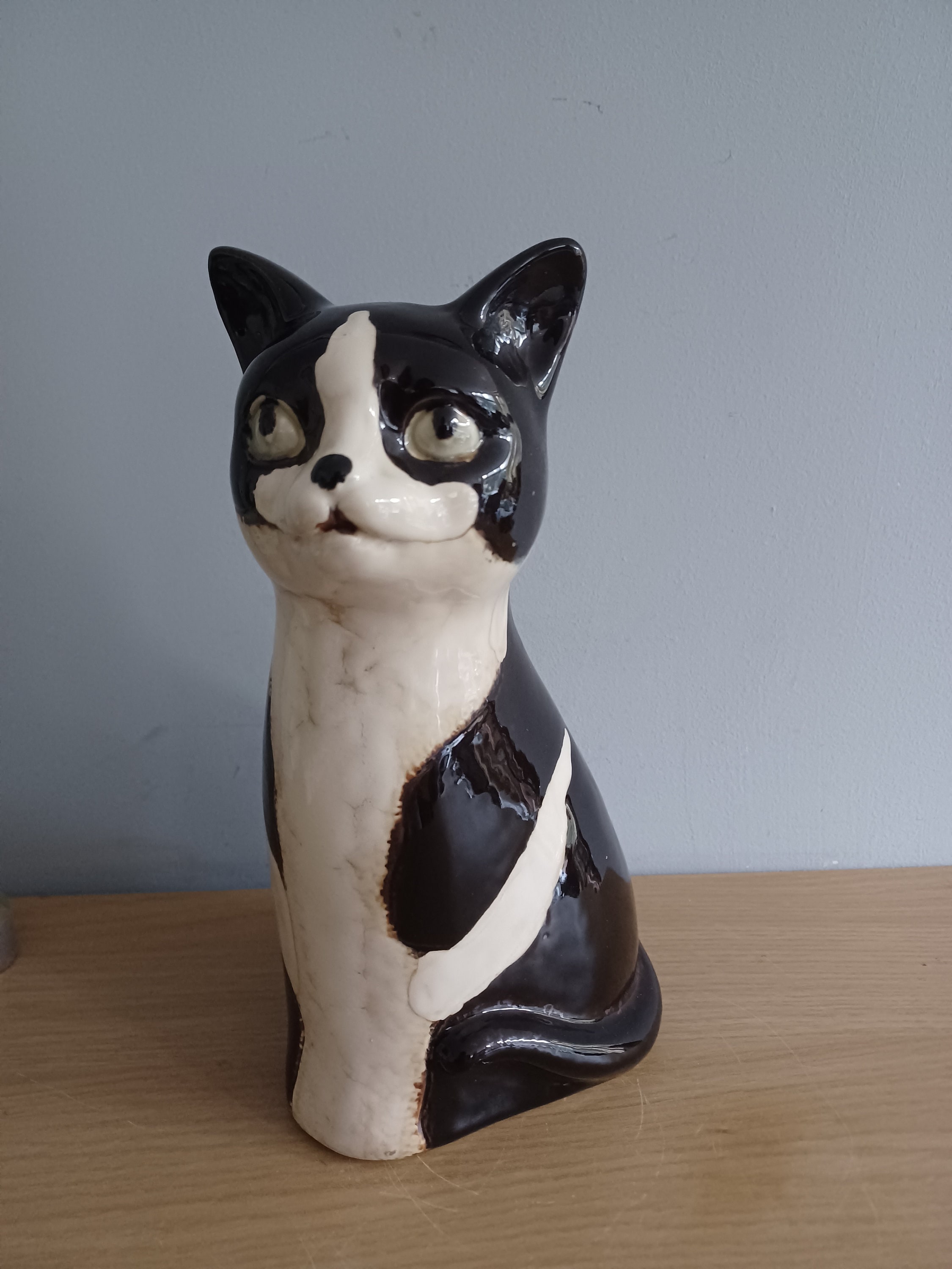 Black and White Cat Kitten Vase Ceramic Top Cat Vase by Village Pottery ...