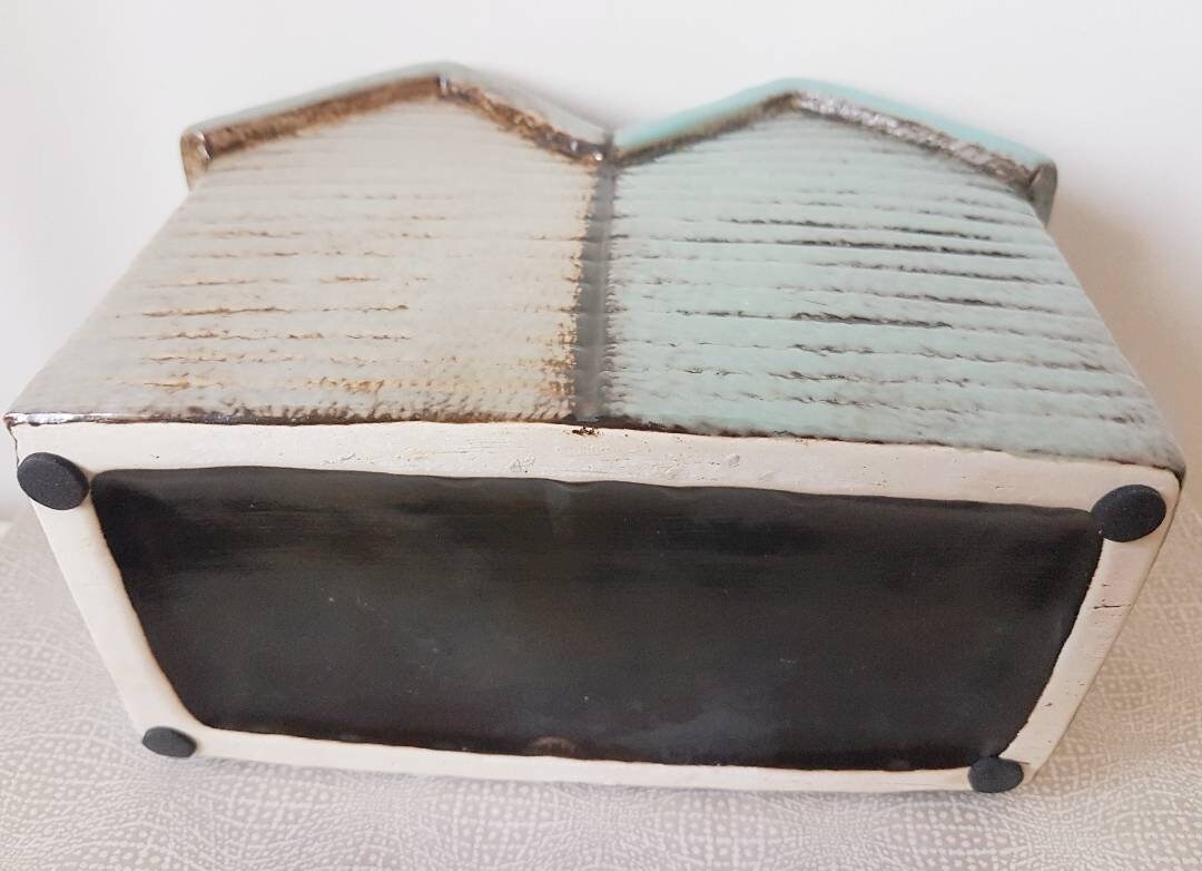 BEACH HUT Planter by Village Pottery Blue Grey Novelty Plant - Etsy