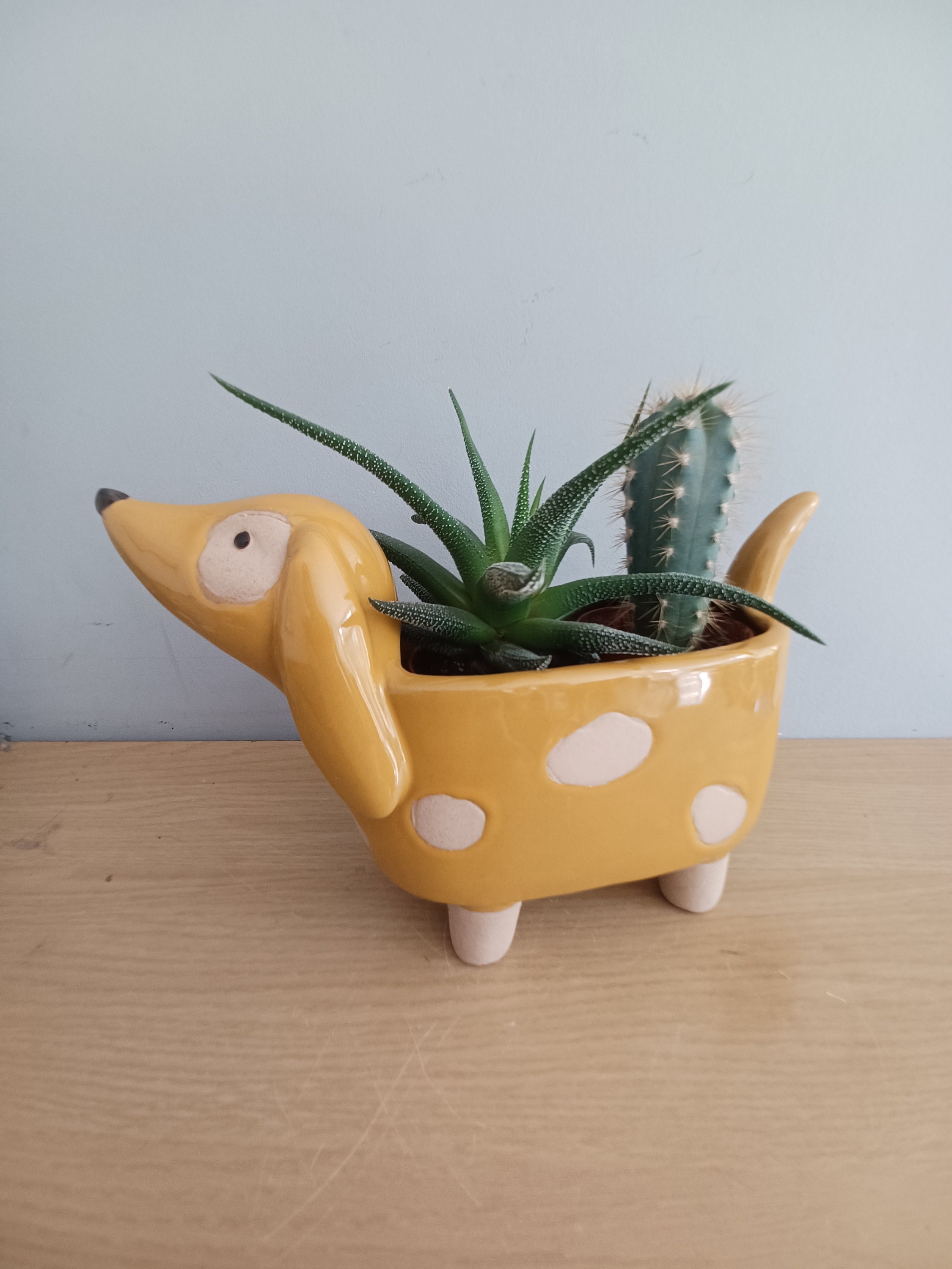 Ceramic Sausage Dog Planter Plant Pot Gift Ornament 20.5cm X 18cm Free ...